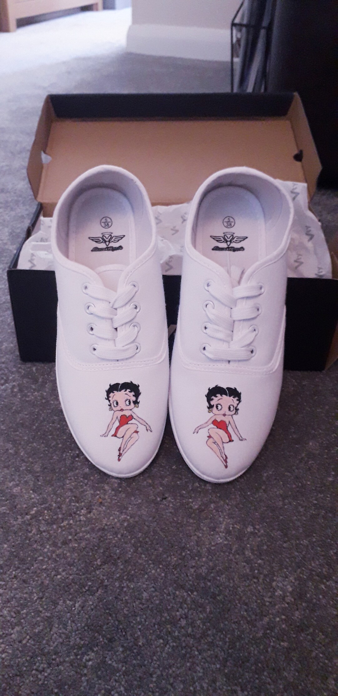 Betty Boop Hand Painted Summer Shoes/white Tennis Shoes/custom Shoes ...