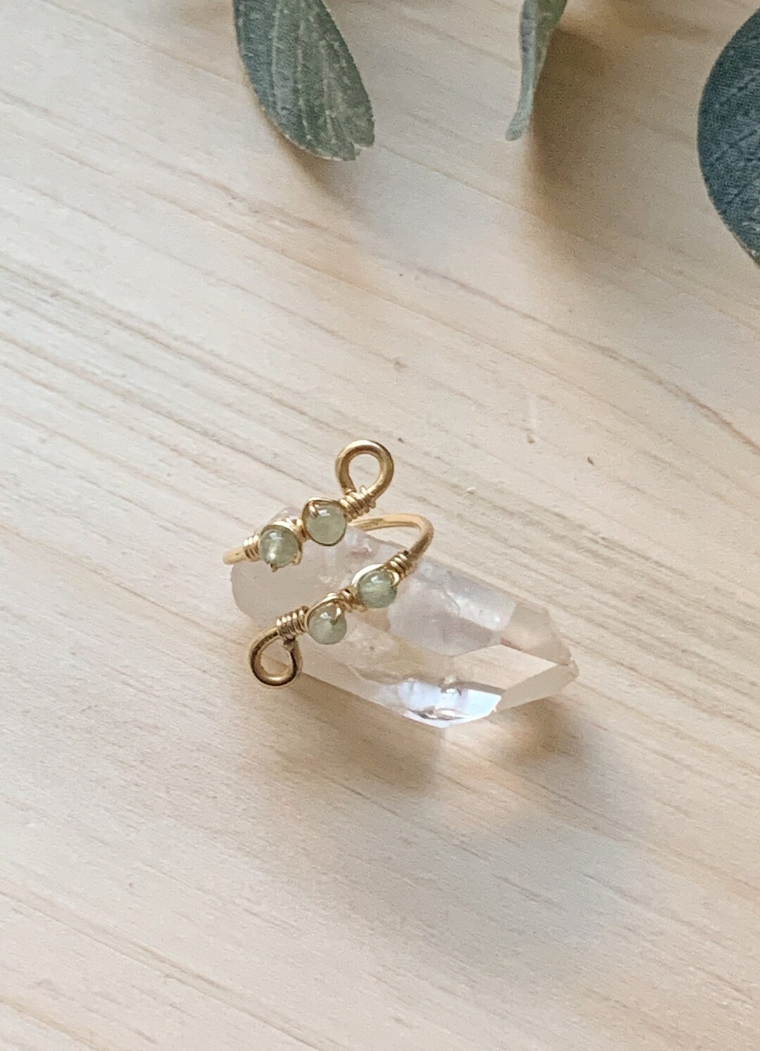 Sage Green Gemstone Spiral Ring Handmade Wire Rings, Gemstone Rings ...