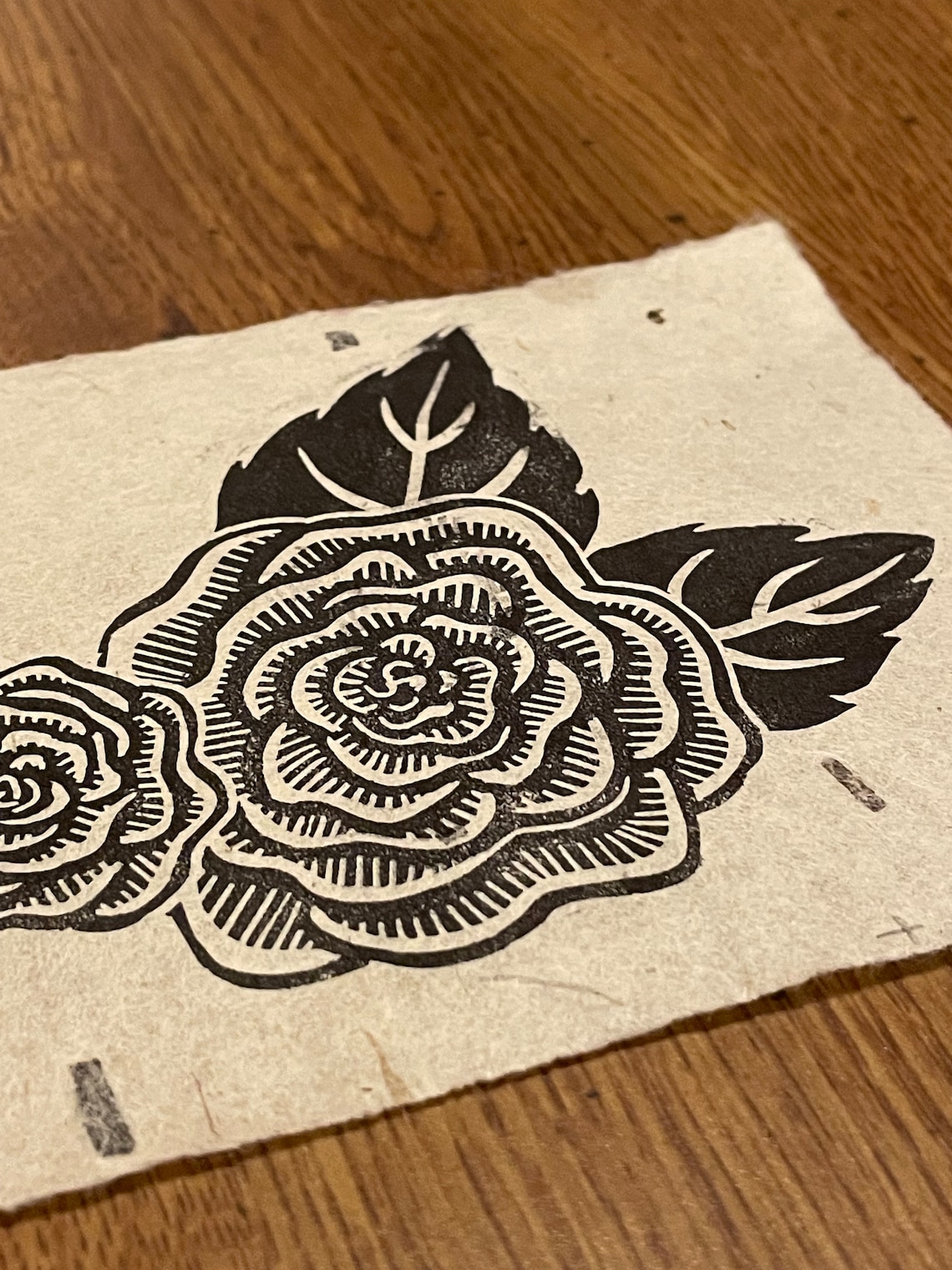 Roses Original Linocut Print Fine Art Small Linoleum Relief Block Print ...