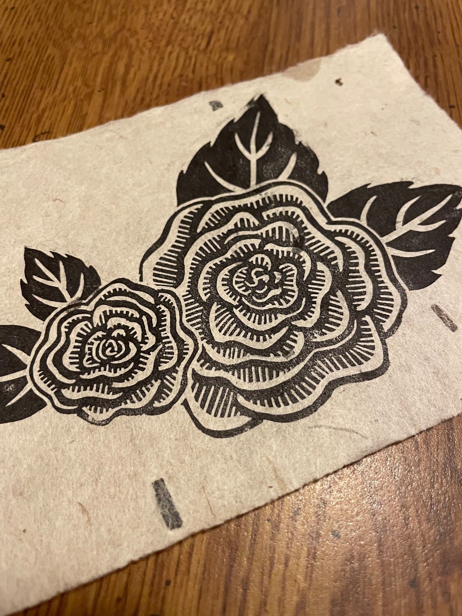 Roses Original Linocut Print Fine Art Small Linoleum Relief Block Print ...