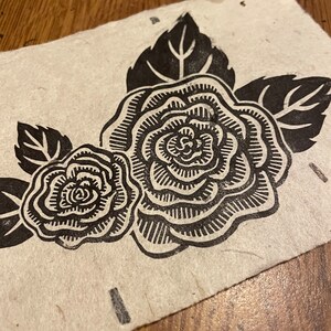 Roses Original Linocut Print Fine Art Small Linoleum Relief Block Print ...