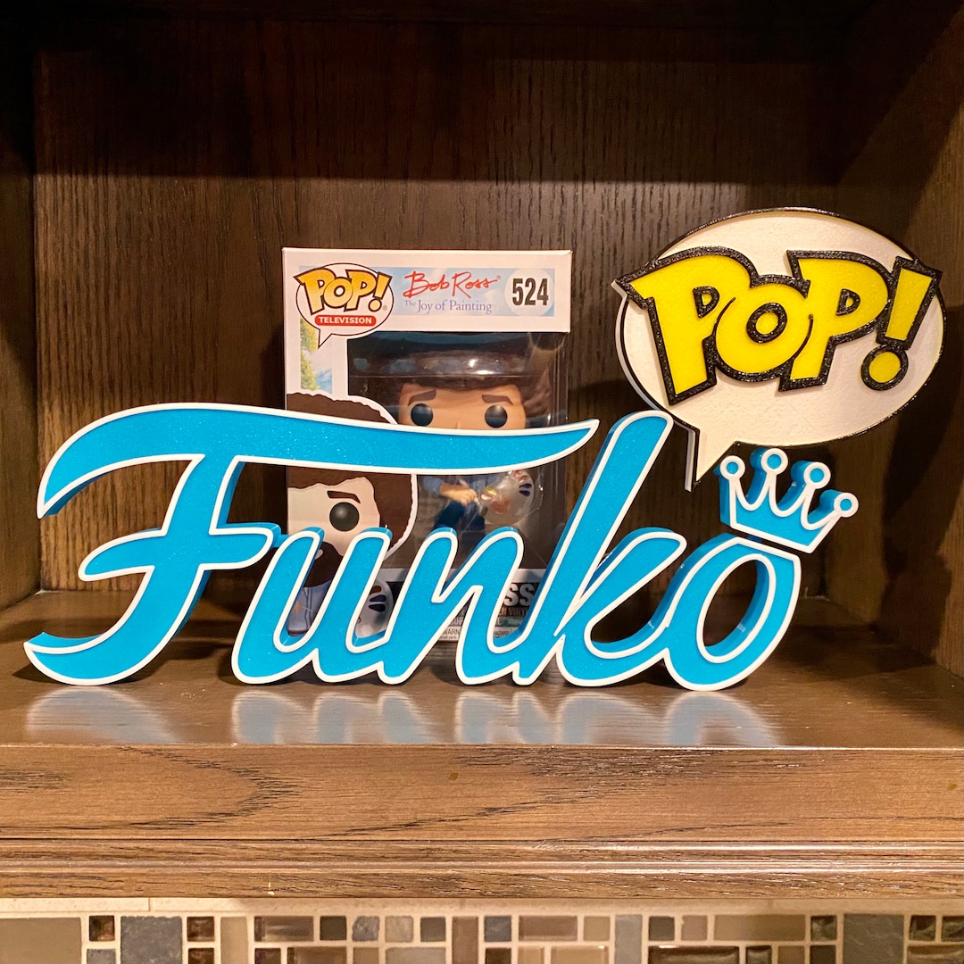 3D Printed Funko & POP Logo Sign: Turquoise and White, Custom Colors ...