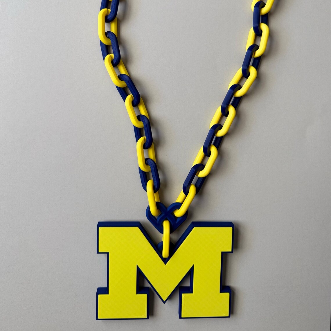Michigan Block M Logo Oversized Chain - Maize and Blue - 3D Printed ...