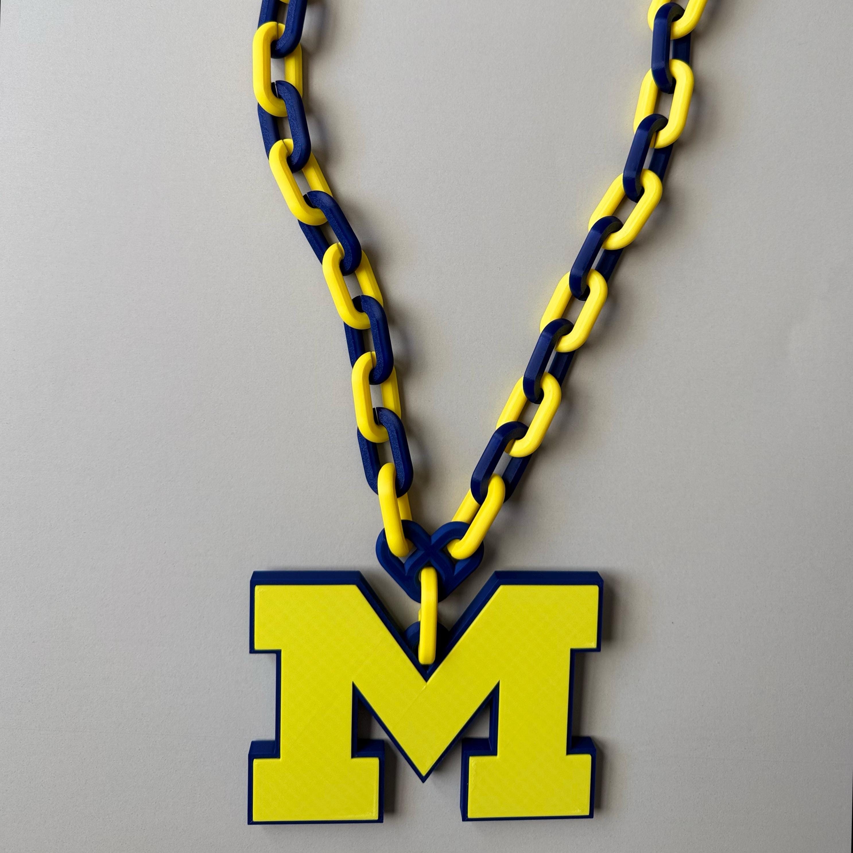 Michigan Block M Logo Oversized Chain - Maize and Blue - 3D Printed ...