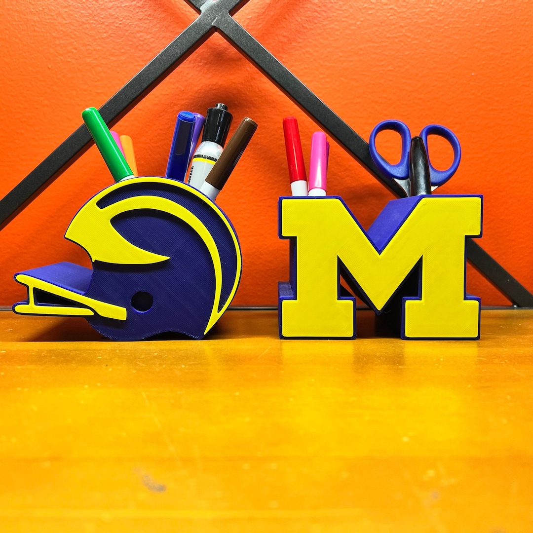 Michigan Pencil Holder: 3D Printed Block M or Winged Helmet - Etsy