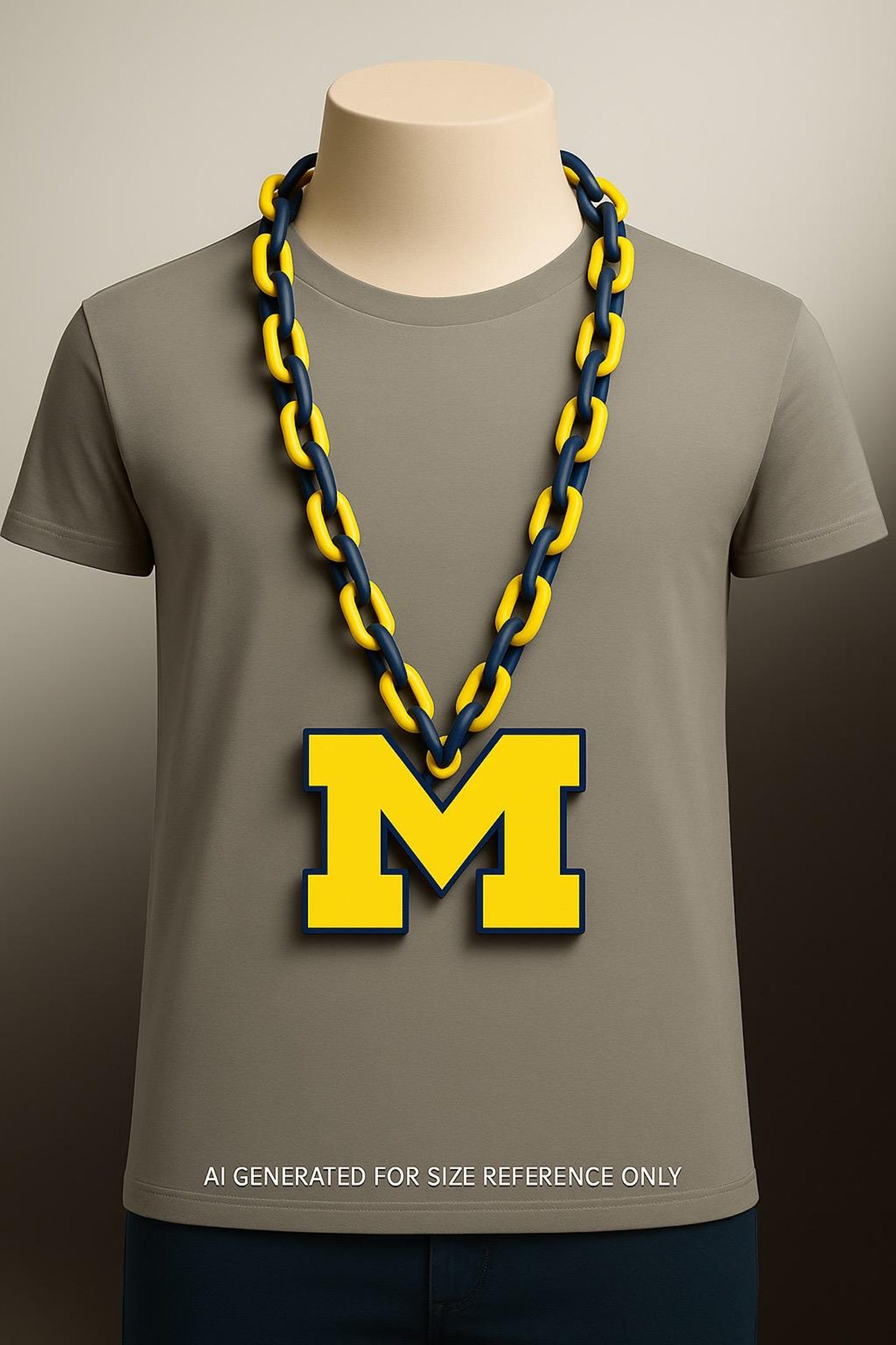 Michigan Block M Logo Oversized Chain - Maize and Blue - 3D Printed ...