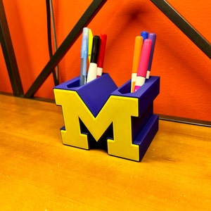 Michigan Pencil Holder: 3D Printed Block M or Winged Helmet - Etsy