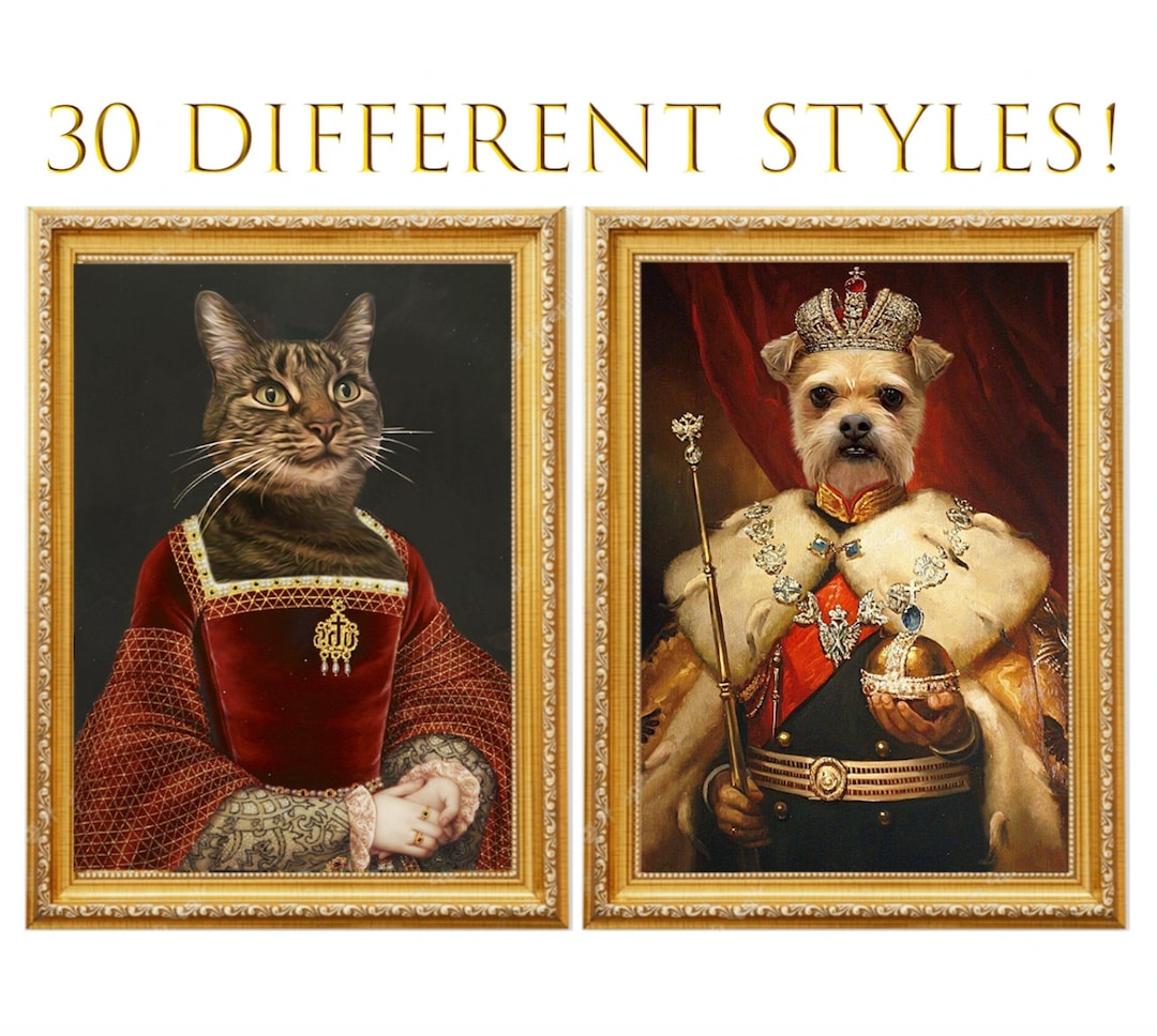 Royal Pet Portrait, Custom Pet Portrait, Personalised Regal Pet ...