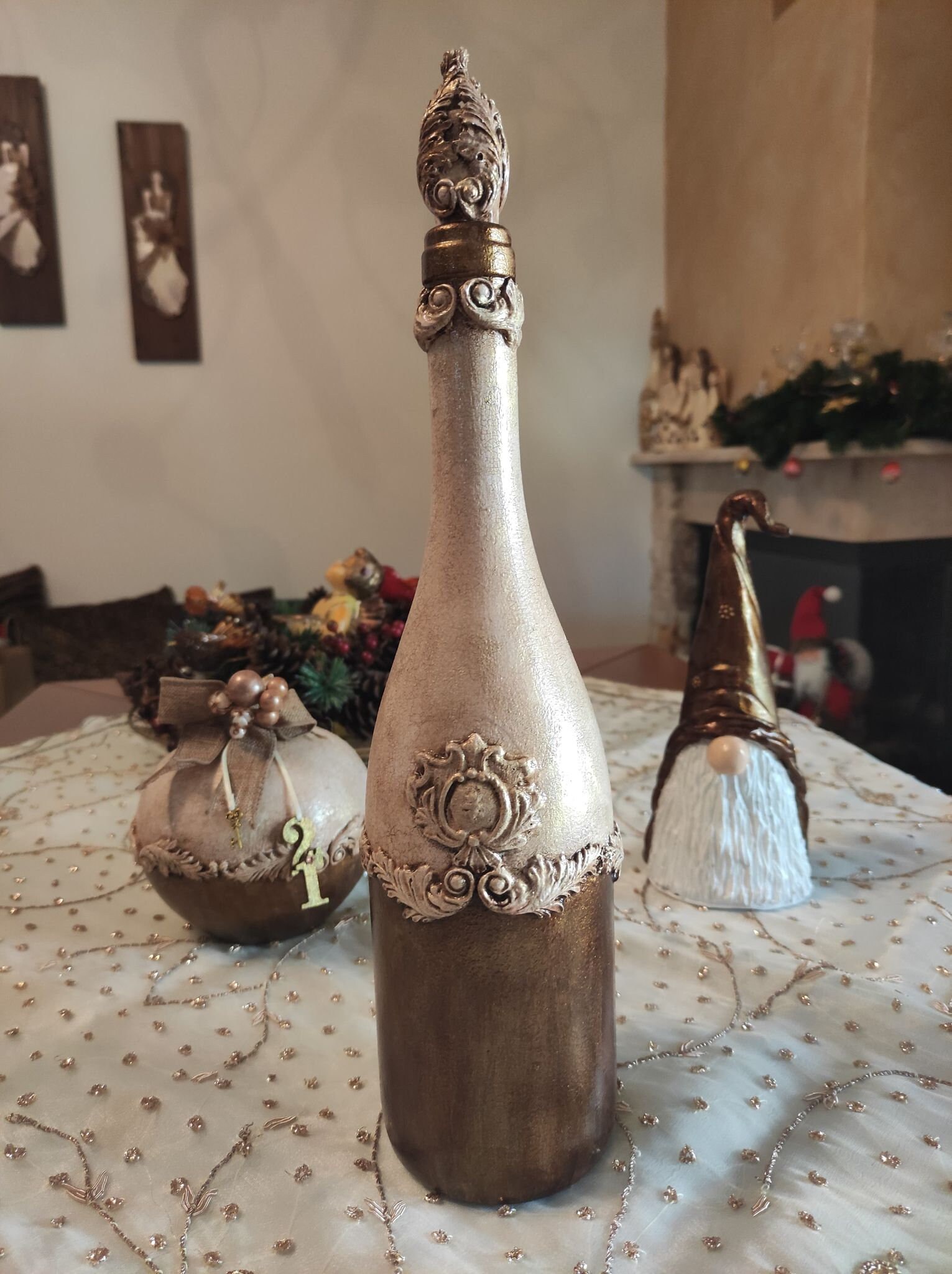 Handcrafted Ornament Bottle Real Size. Vintage Look. Elegant Style ...