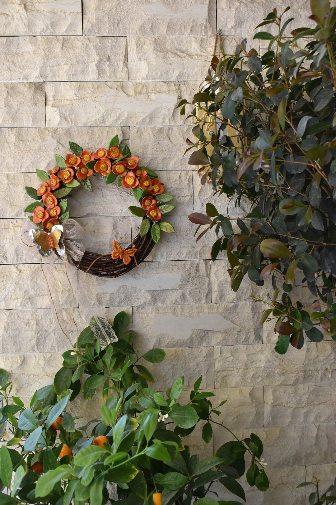 Large Handmade Wooden Crown With Flowers. Wall Hanging Ornament for the ...