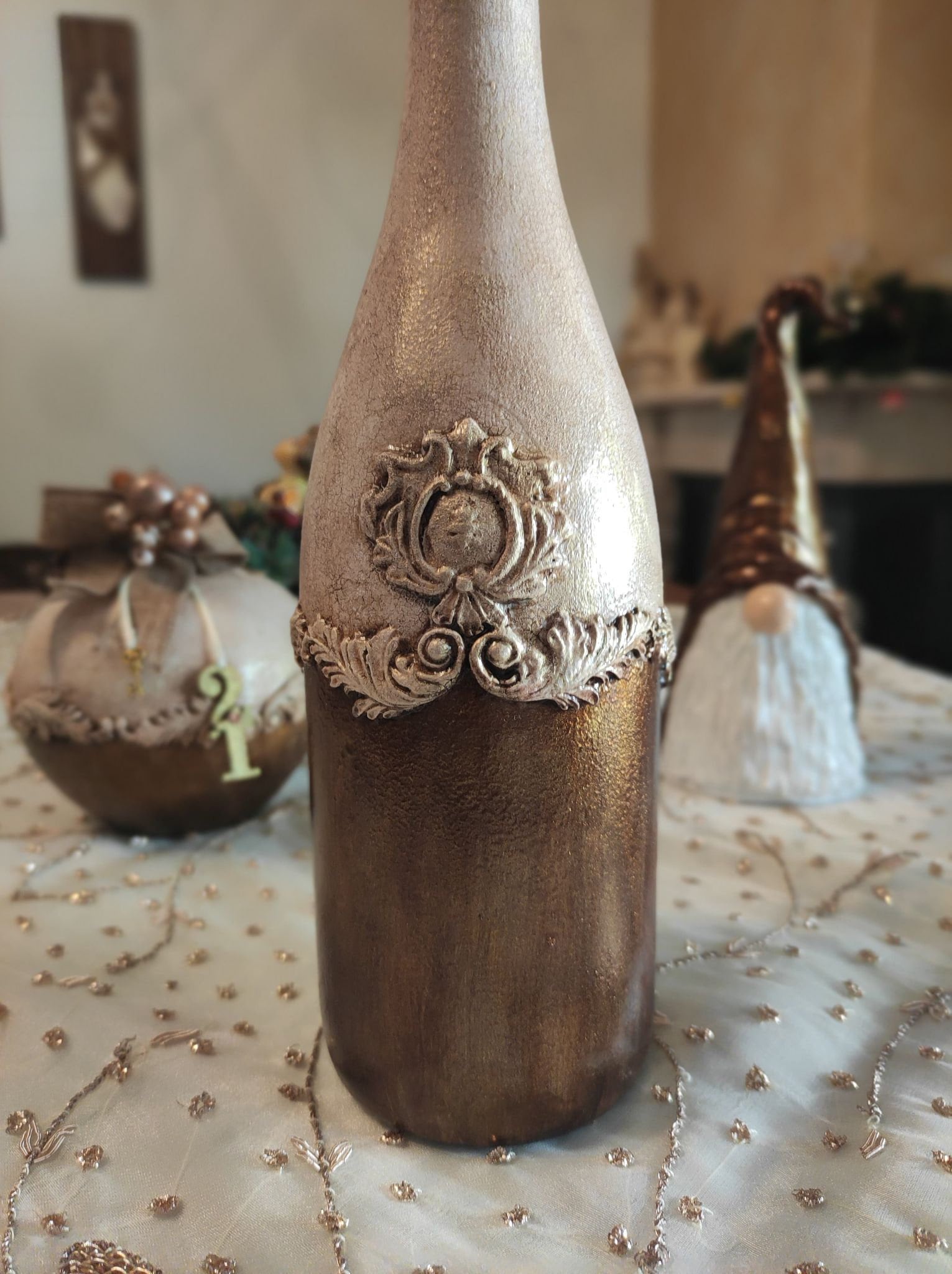 Handcrafted Ornament Bottle Real Size. Vintage Look. Elegant Style ...