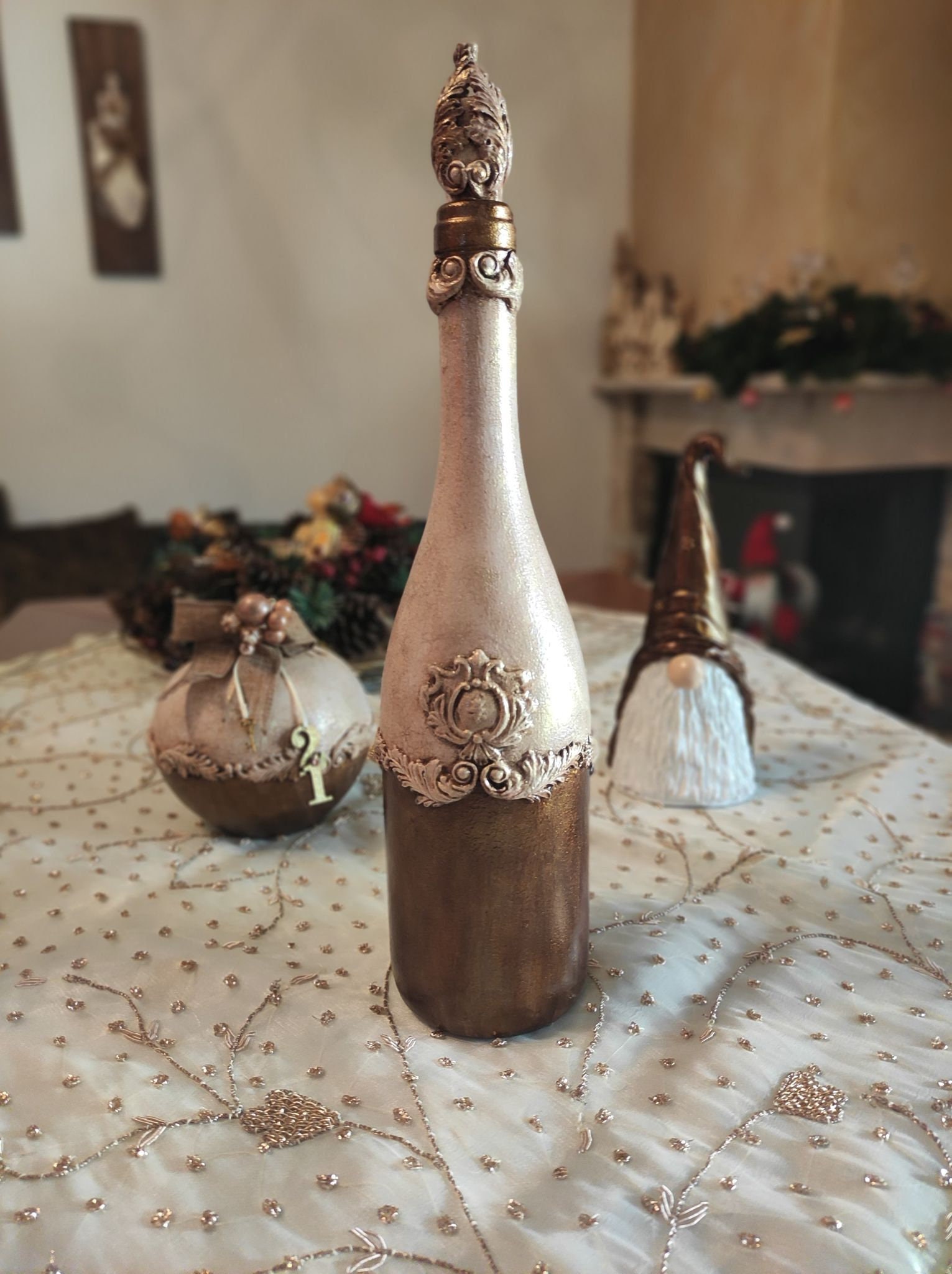 Handcrafted Ornament Bottle Real Size. Vintage Look. Elegant Style ...