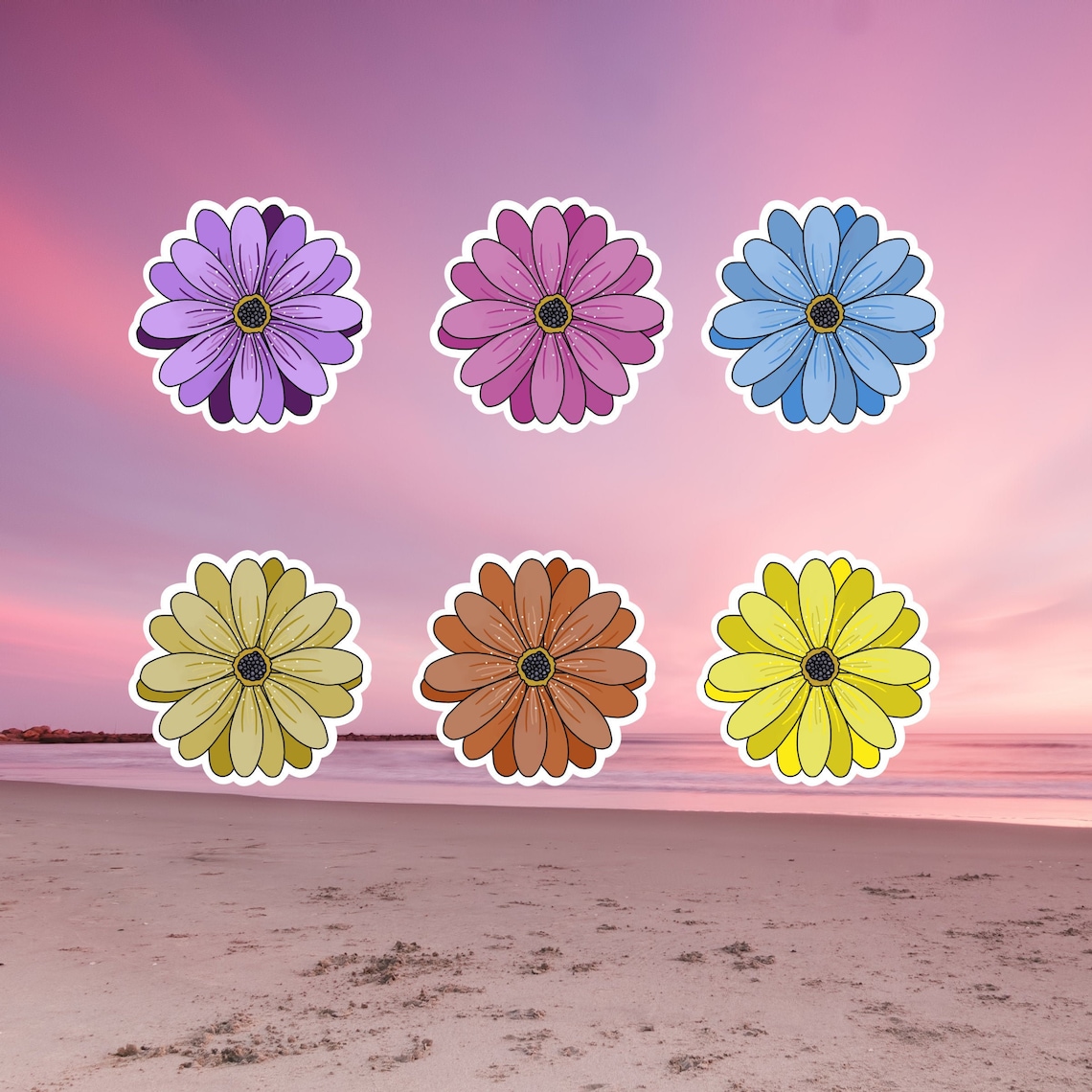 Flower Stickers Colorful Flowers - Etsy