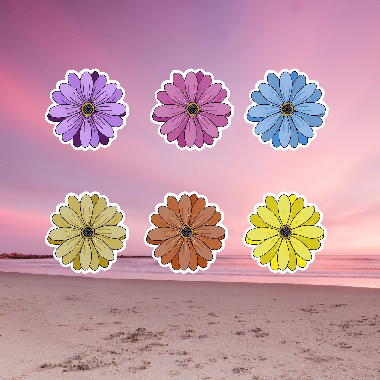 Flower Stickers Colorful Flowers - Etsy