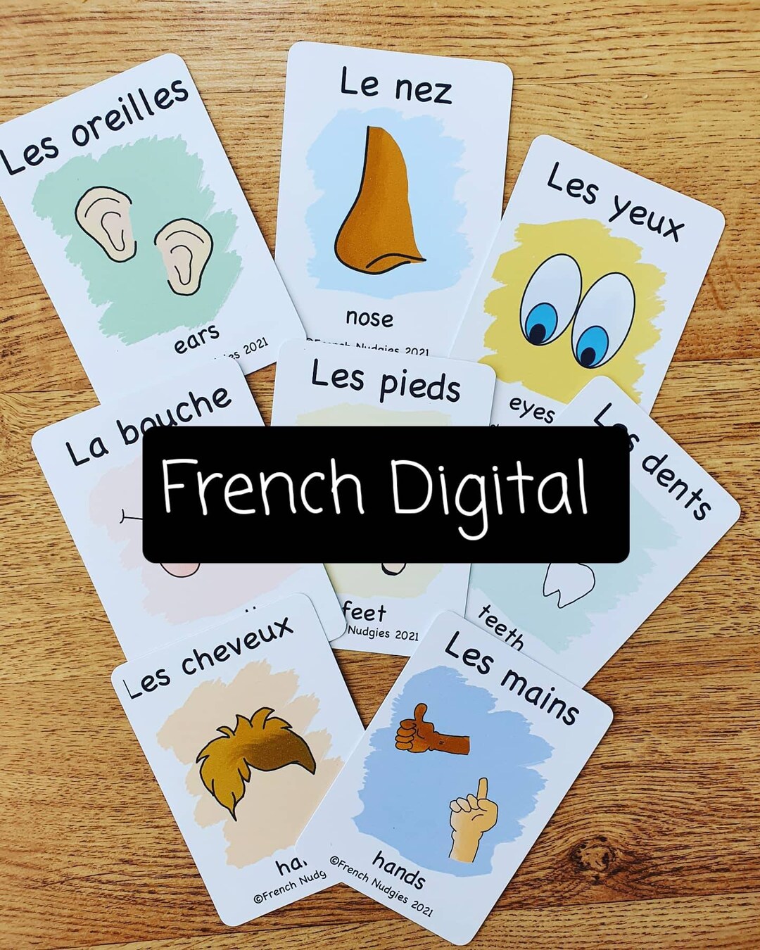 Body Parts DIGITAL Download, French Bilingual Flashcards, French, Body ...
