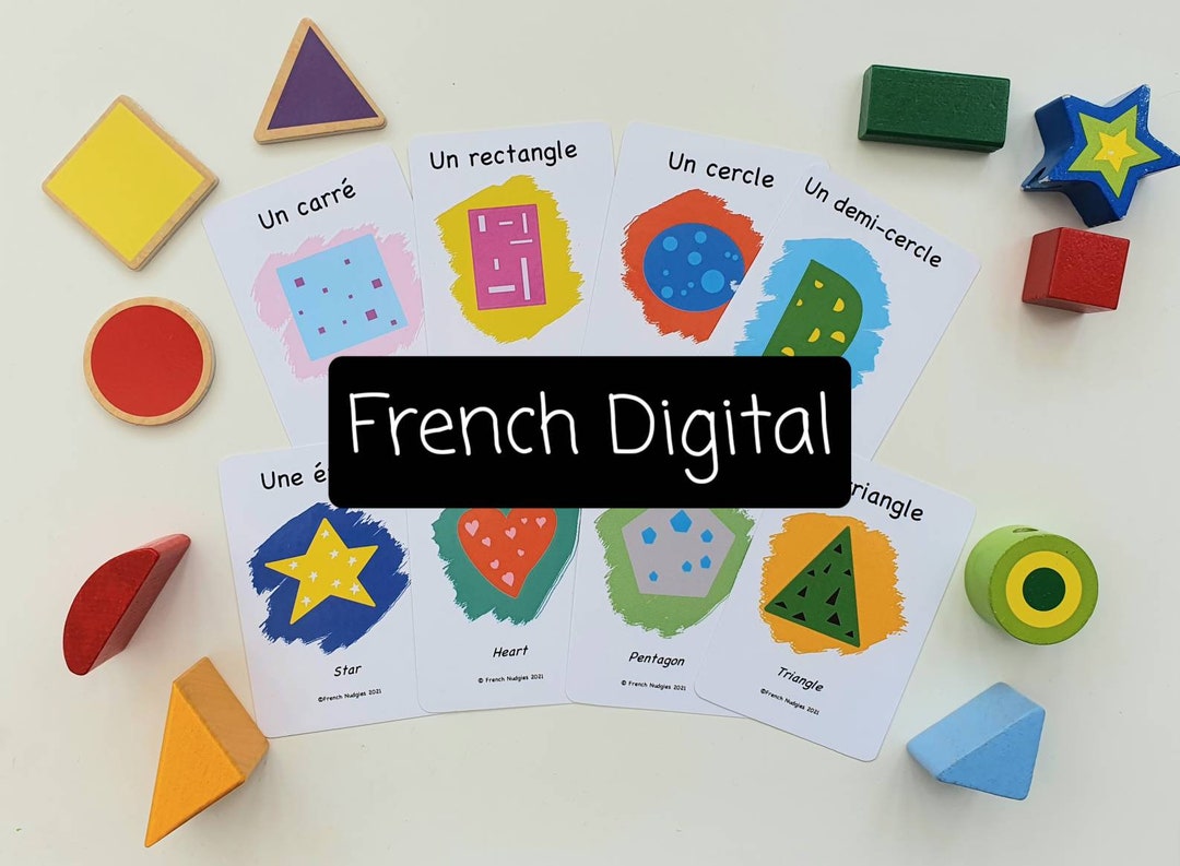 Shapes DIGITAL DOWNLOAD, French Bilingual Flashcards, French Shapes ...