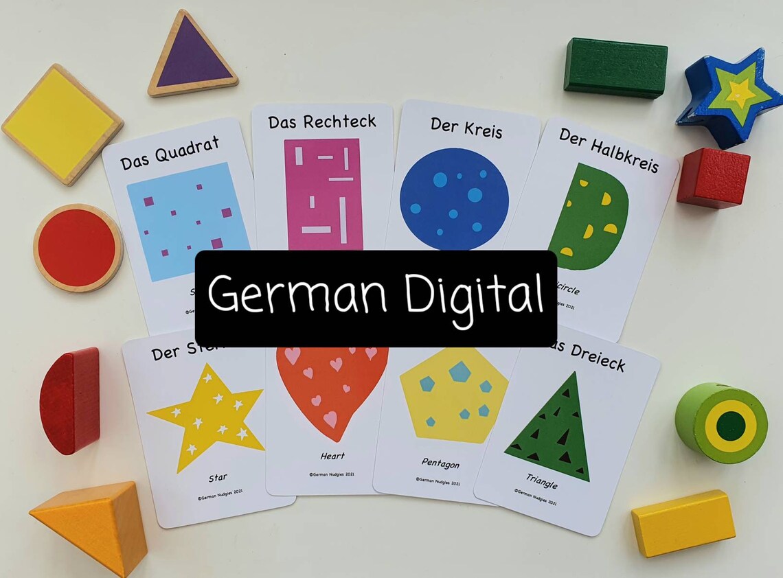 Formen DIGITALER DOWNLOAD, Deutsch zweisprachig Lernkarten, Deutsch ...