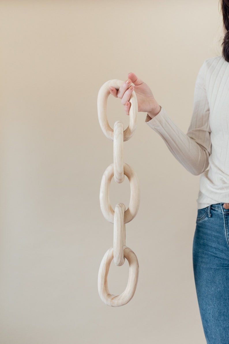 Decorative Wood Link Chain and Bead Garland Set Boho Room - Etsy