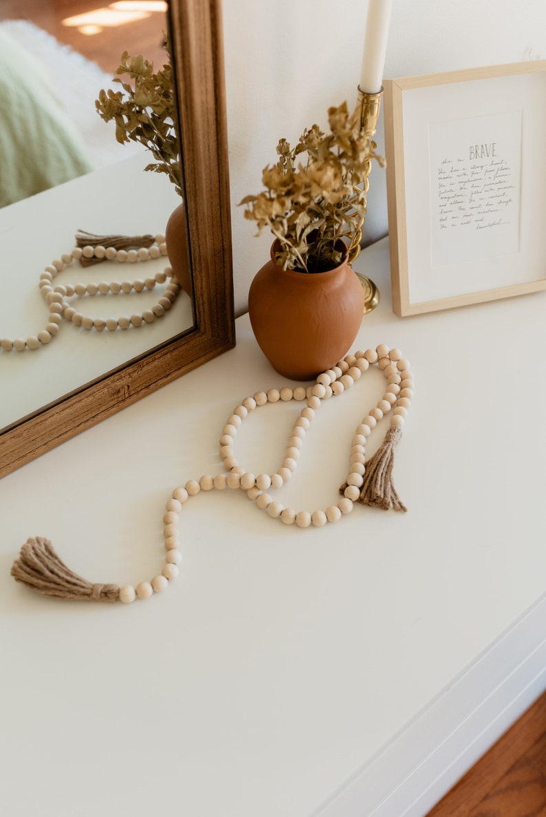 Decorative Wood Link Chain and Bead Garland Set Boho Room - Etsy