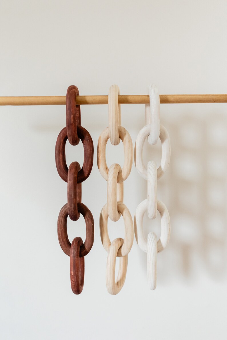Decorative Wood Link Chain and Bead Garland Set Boho Room - Etsy
