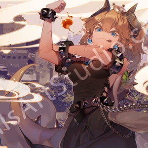 Super Mario/bowsette Print (L Poster or XL Vinyl Canvas) - Etsy