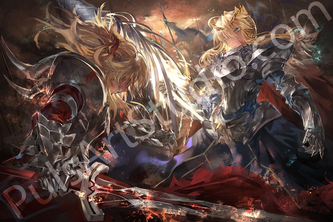 Fate/saber Vs Mordred Print 2 L Poster or XL Vinyl Canvas - Etsy