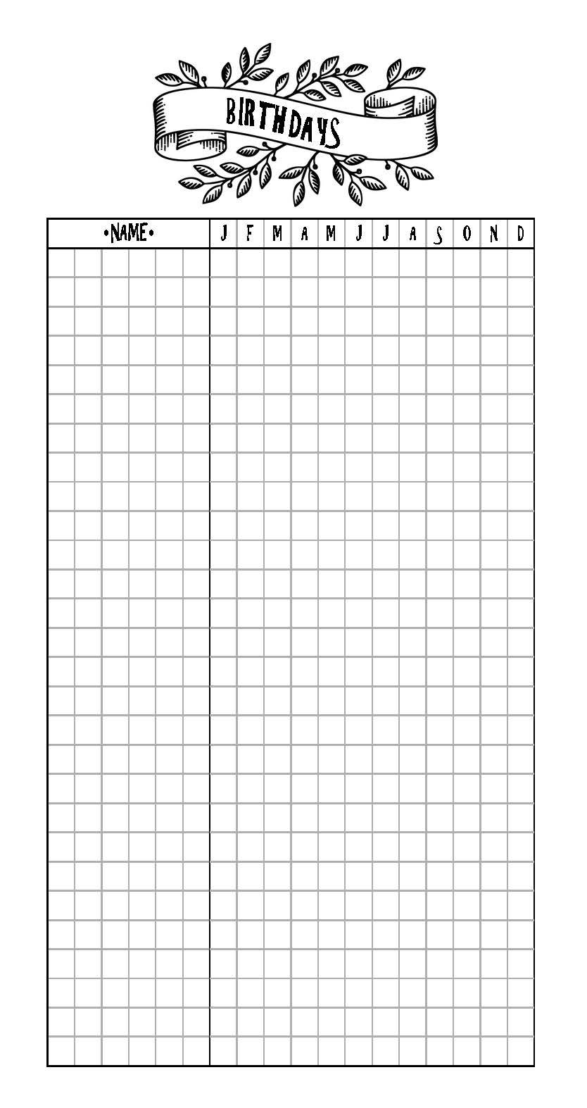 Birthday Chart - Etsy