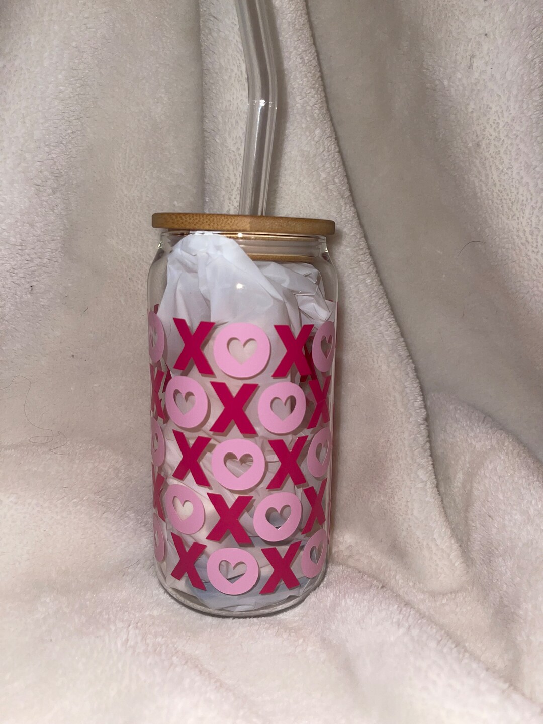 XOXO Valentine a Glass Tumbler - Etsy