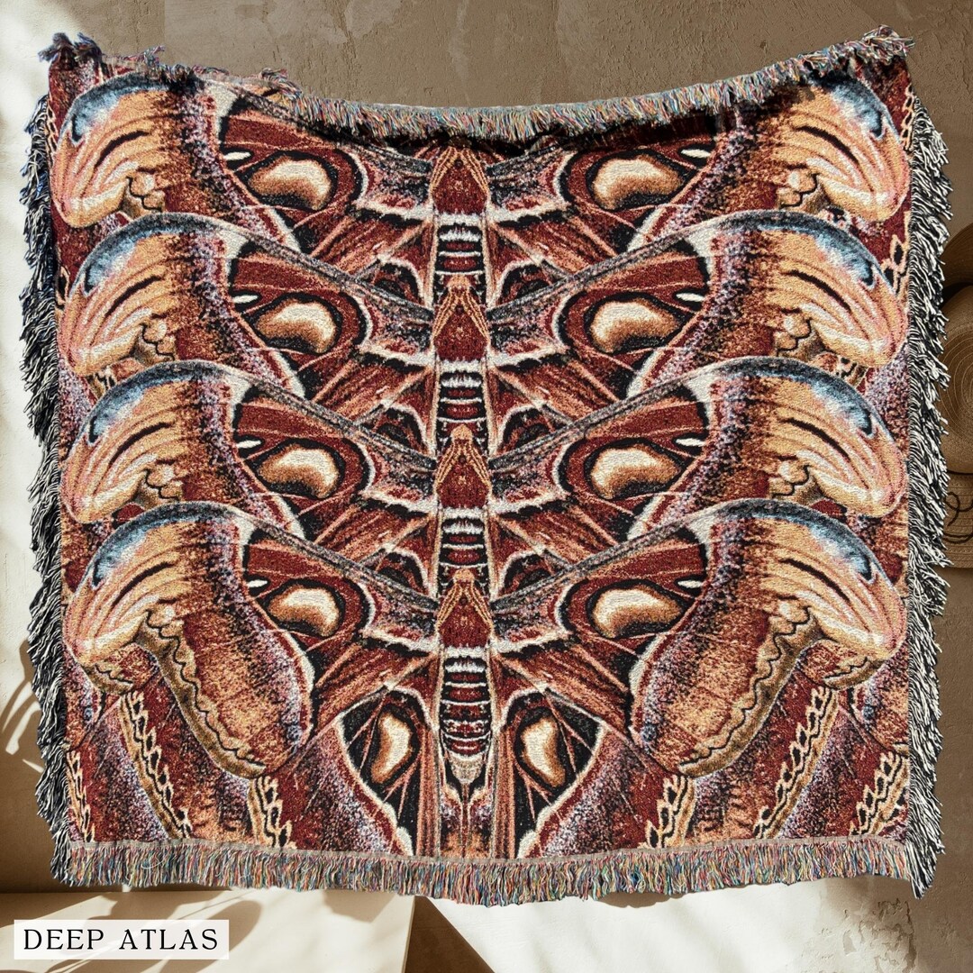 ATLAS MOTH Woven Blanket Woven Tapestry Blanket Cottagecore Decor Woven ...