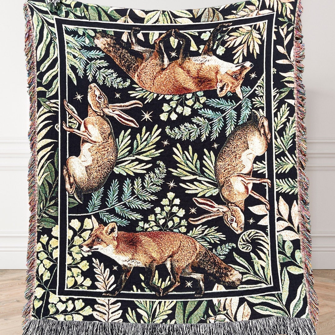 Fox Gifts Fox Woven Blanket FOX & HARE William Morris Aesthetic ...