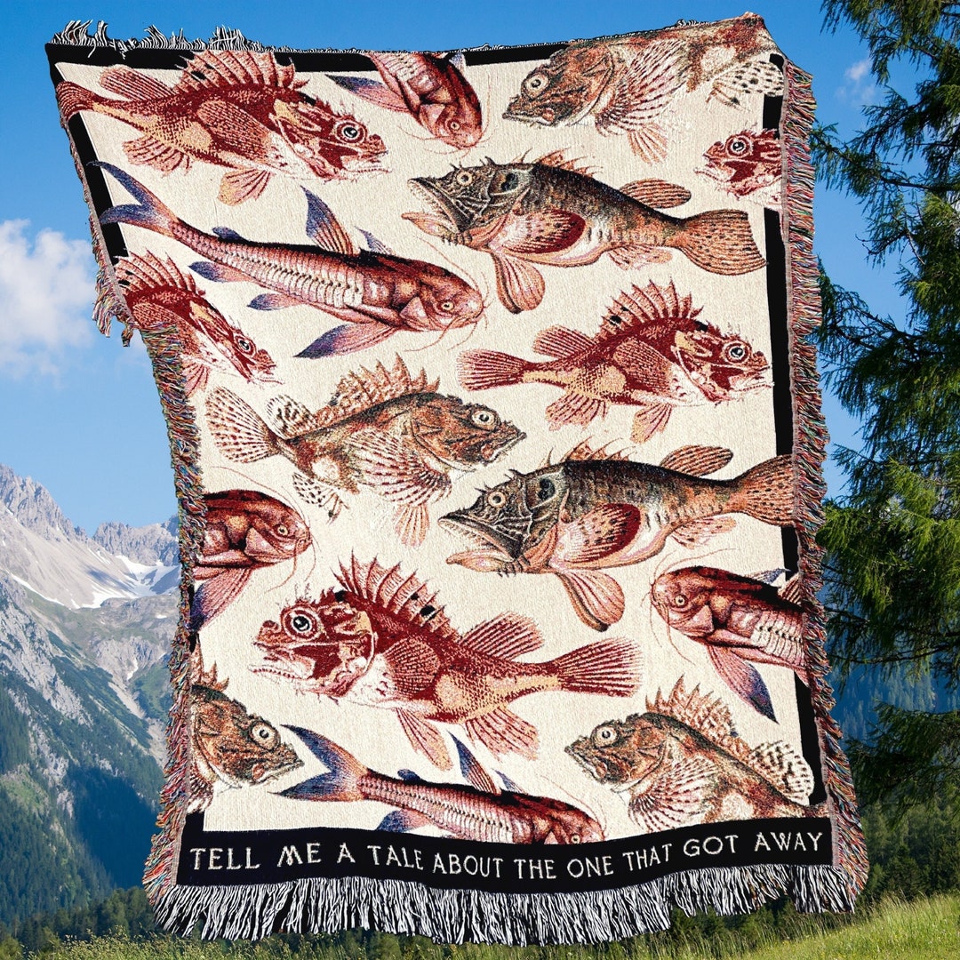 FISH WOVEN BLANKET Fisherman Aesthetic Vintage Fishing Blanket | Custom ...