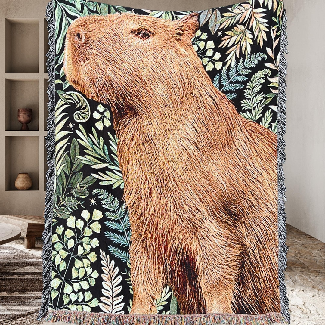 CAPYBARA WOVEN BLANKET Capybara Gift Capybara Decor Capybara Woven ...
