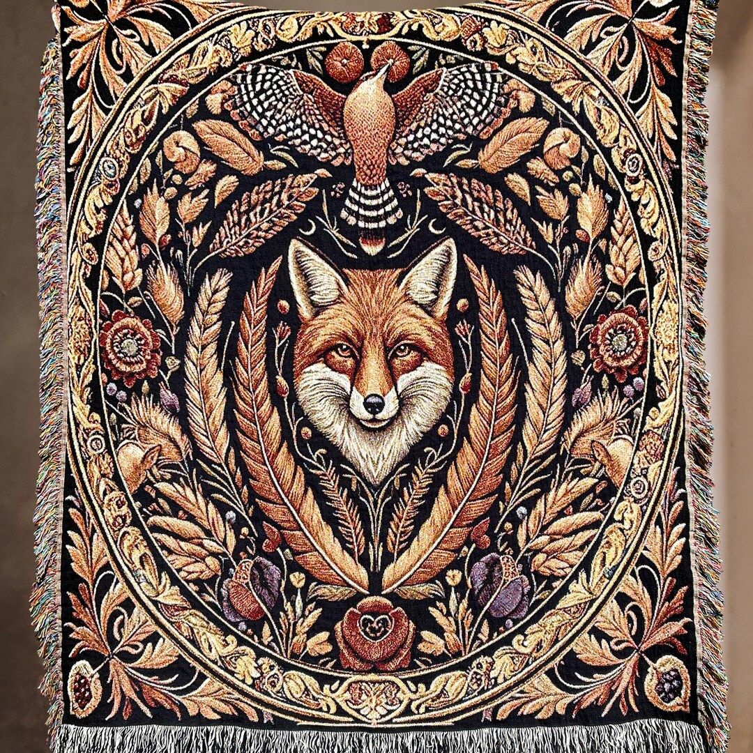 FOX WOVEN BLANKET Fox Blanket Book Nook Medieval Tapestry | Renaissance ...