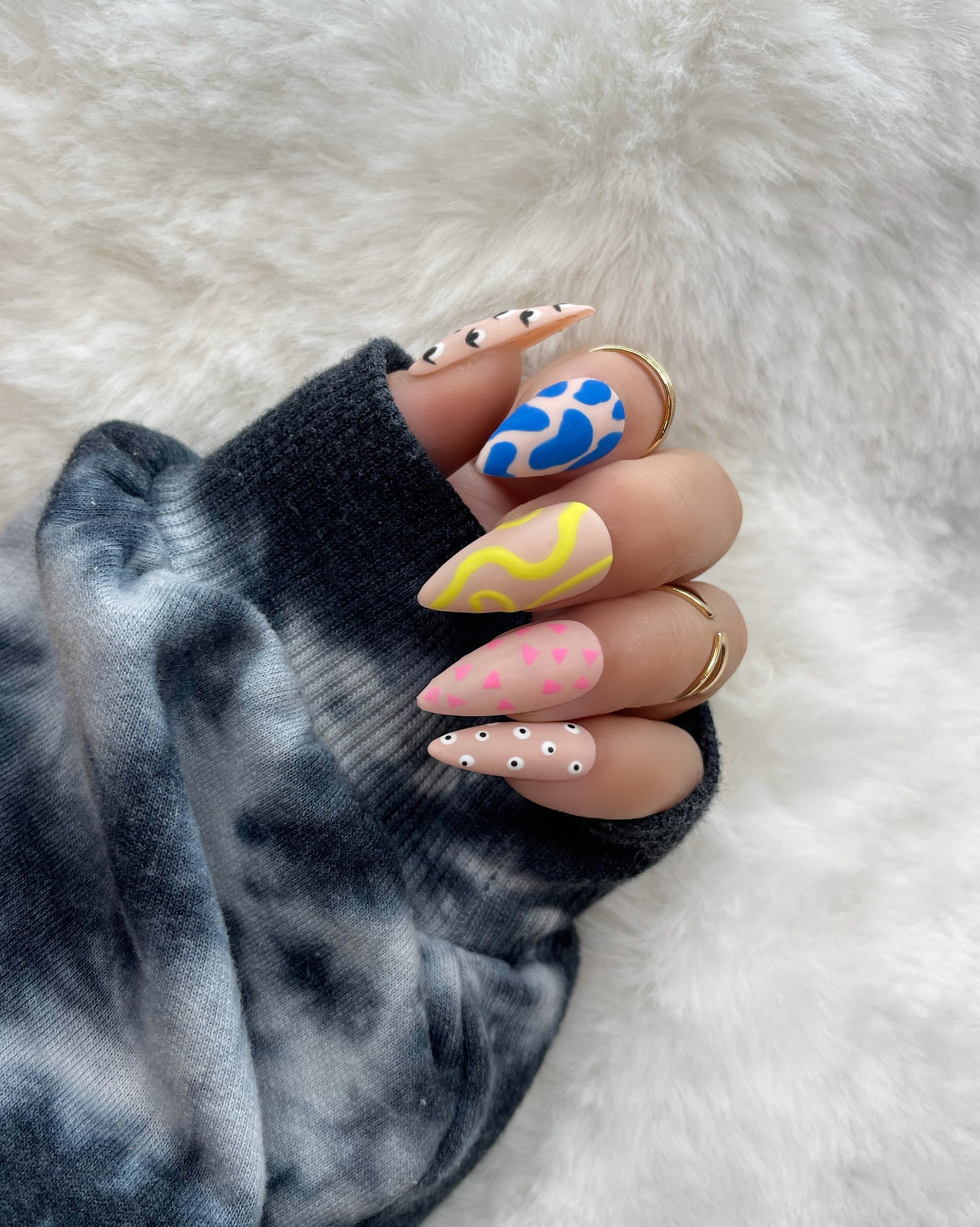 Abstract/mixed Nail Art Gel PRESS ON Nails Christydidthat - Etsy UK