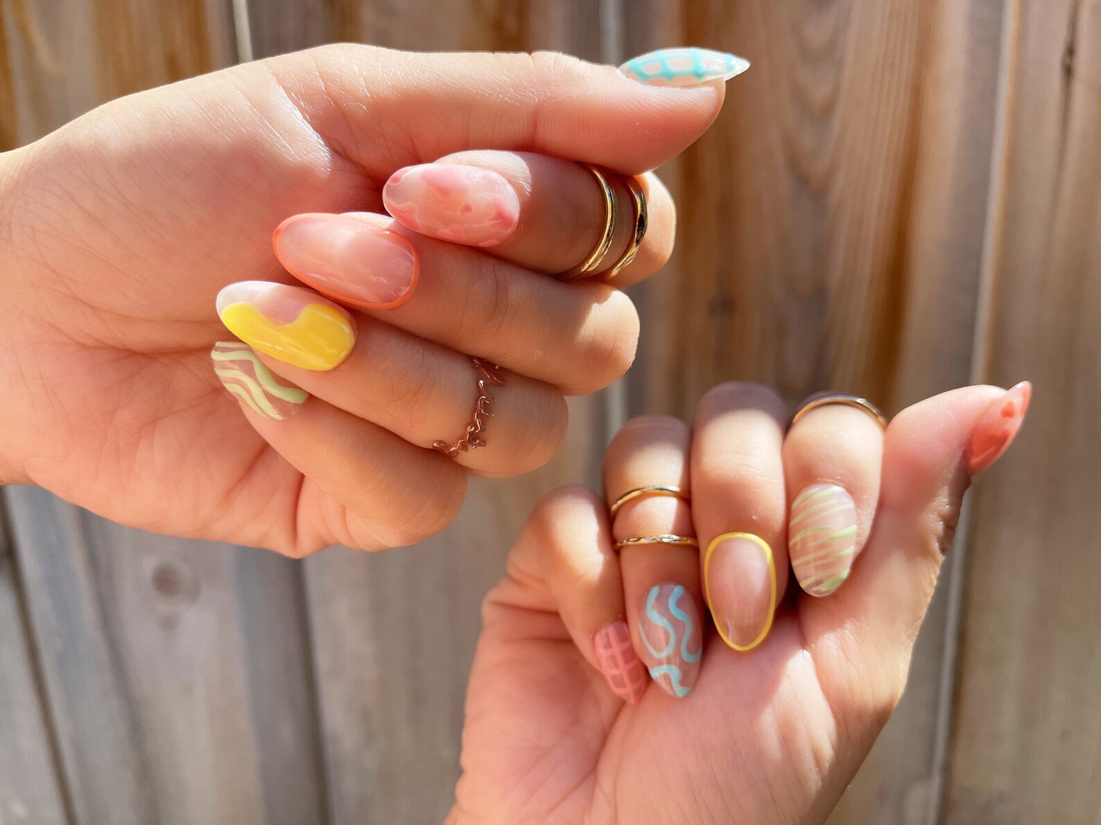 Summer Abstract/pastel Mixed Nail Art Gel PRESS ON Nails - Etsy