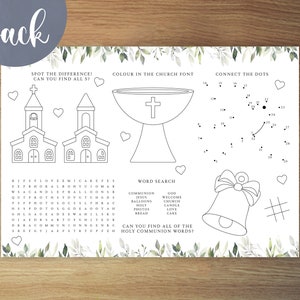 Personalised Kids First Holy Communion Activity Mat | Printable ...