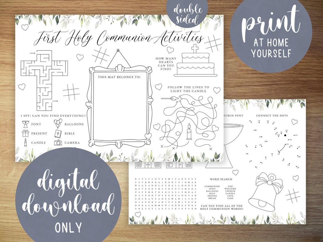 Kids First Holy Communion Activity Mat | Double-sided | Printable ...