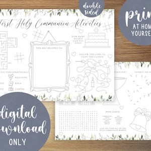 Kids First Holy Communion Activity Mat | Double-sided | Printable ...