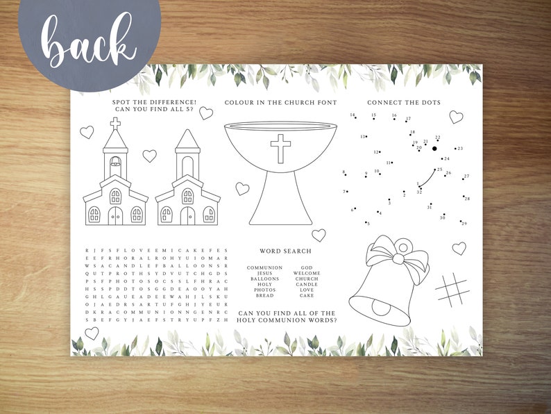 Personalised Kids First Holy Communion Activity Mat | Printable ...