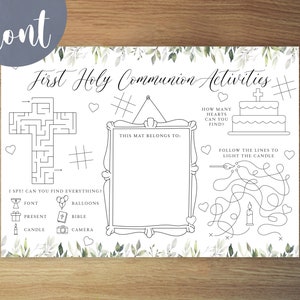 Kids First Holy Communion Activity Mat | Double-sided | Printable ...