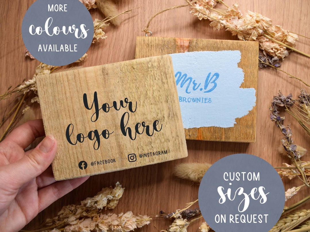 Logo Wooden Sign | 6x6 Inch | Custom Hand Painted Business Name Plaque ...