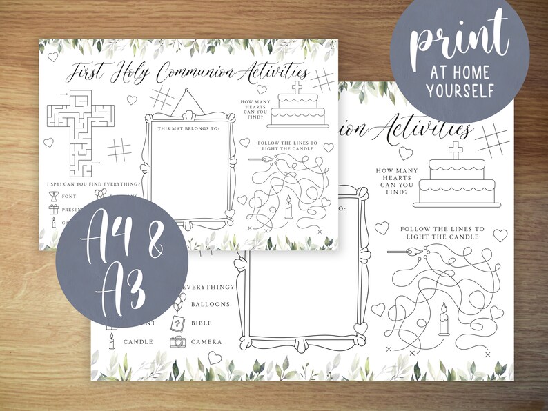 Kids First Holy Communion Activity Mat | Double-sided | Printable ...