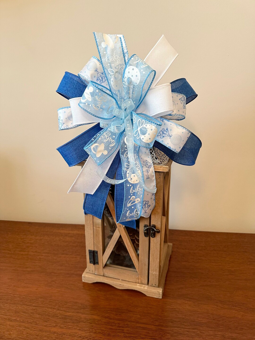 Baby Shower Decor Bow, Large Blue Baby Boy Bow for Front Door, Baby ...