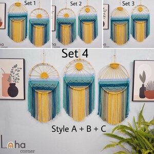 Modern Macrame Sunrise Sunset Wall Art, Minimalist Boho Sun Sunshine ...