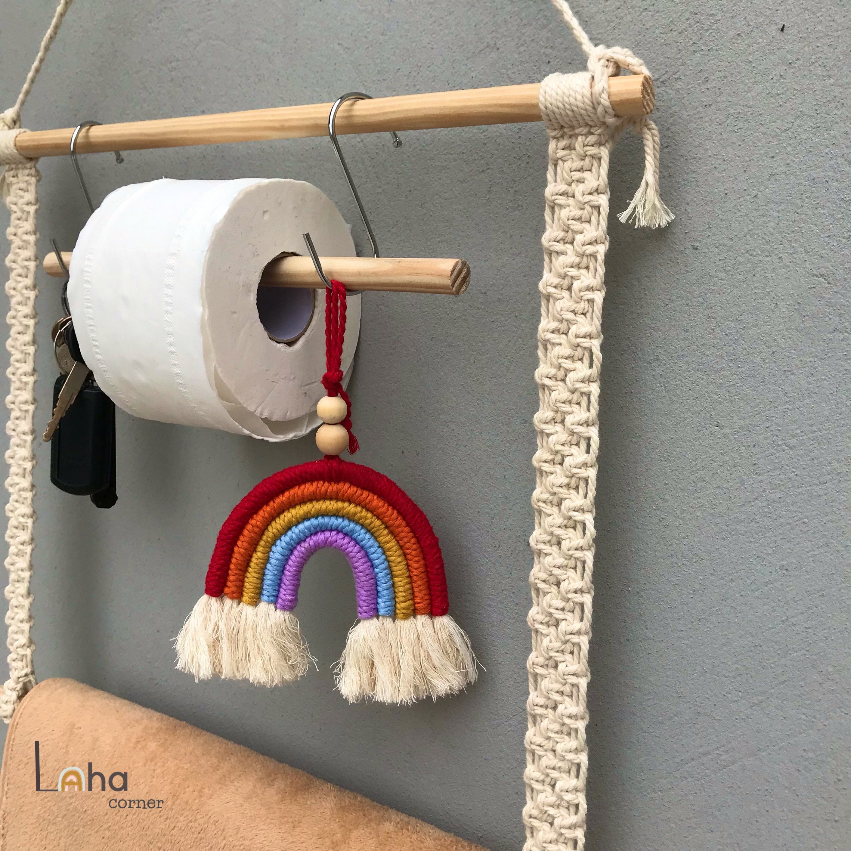 Macrame Towel Rack Scarf Hanger Kitchen Paper Roll Holder - Etsy