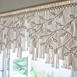 Window Valances, Window Treatment, Macrame Window Banner, Kitchen ...