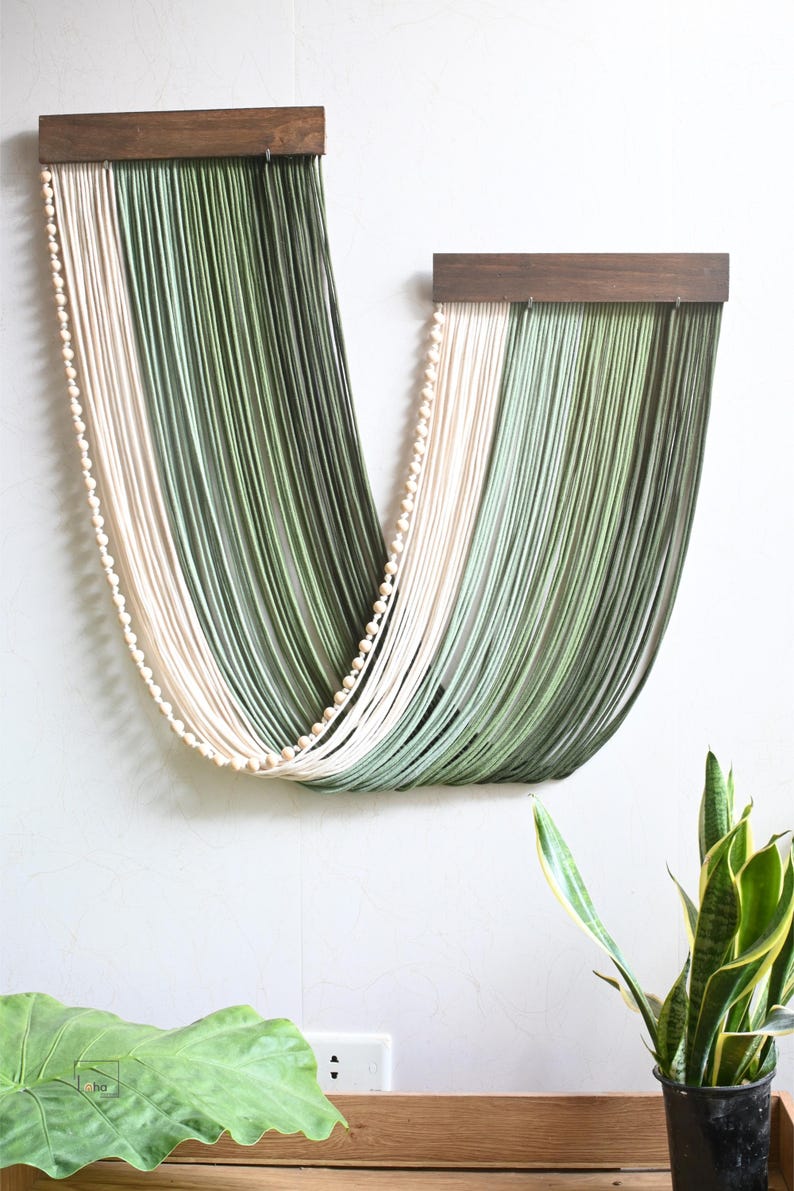 Organic Modern Fiber Wall Hanging, Neutral Yarn Wall Decor, Minimalist ...