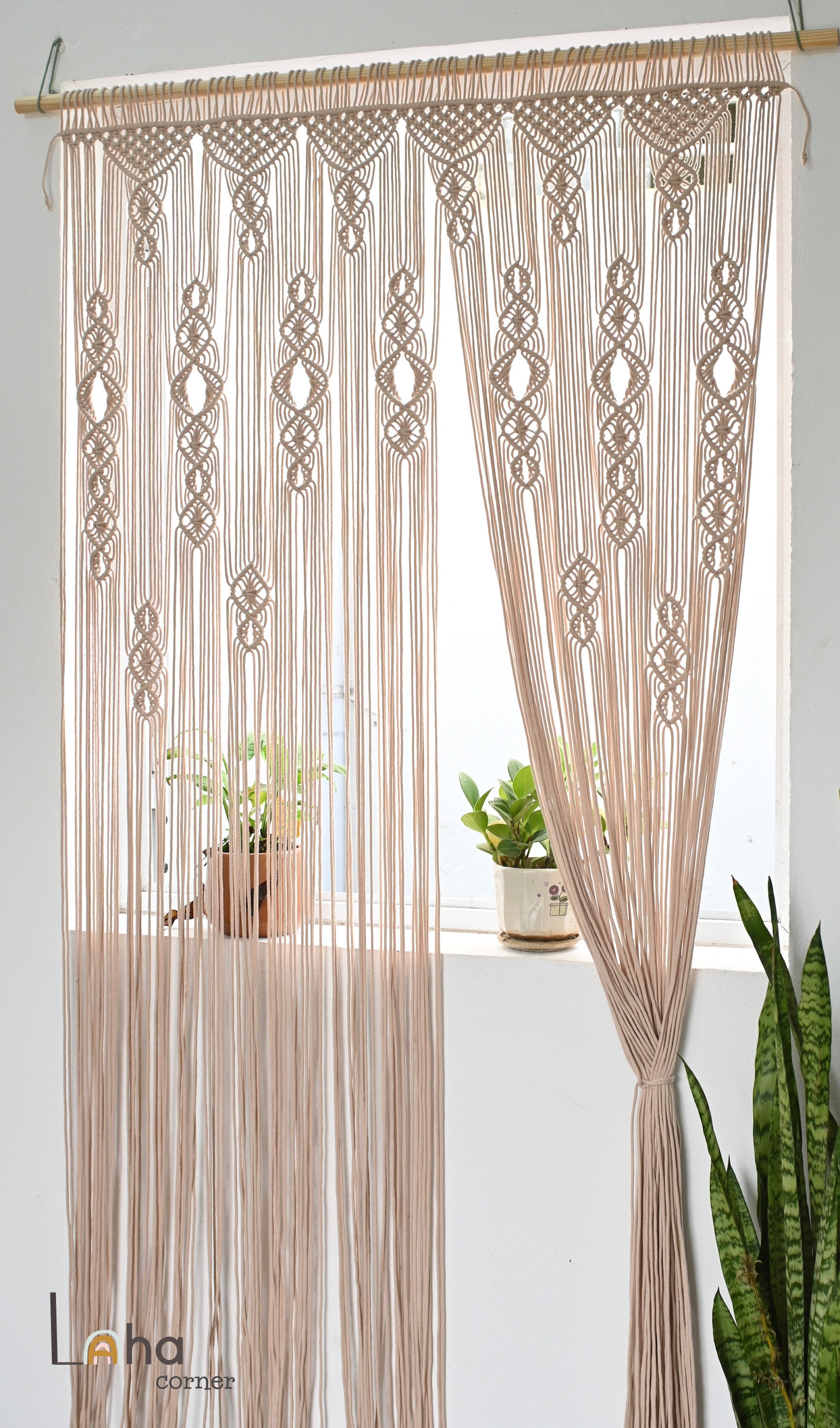 Long Doorway Curtain, Macrame Wall Hanging, Macrame Window Curtain ...