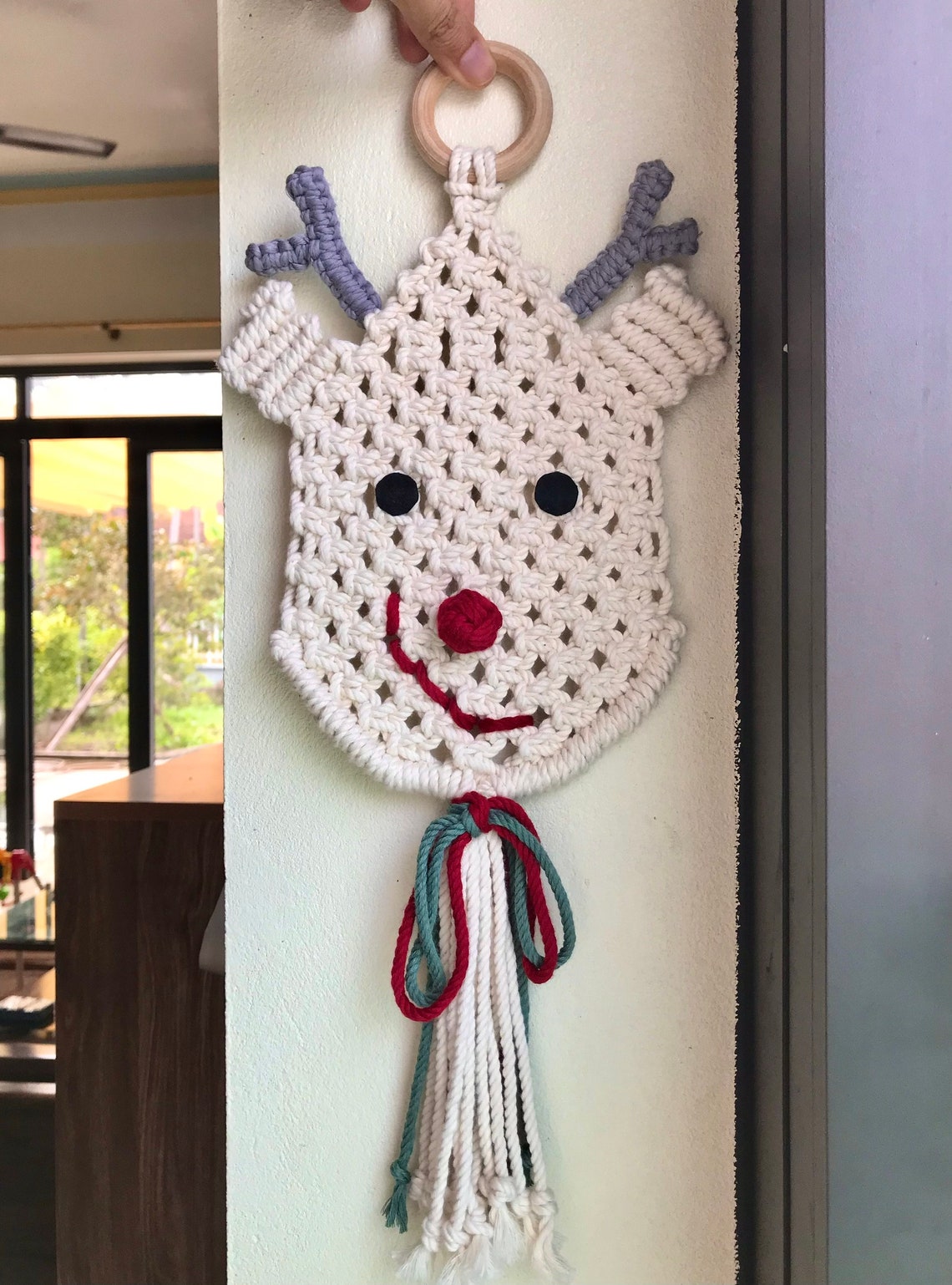 Christmas Reindeer Face and Pine Tree Decor Macrame Reindeer - Etsy