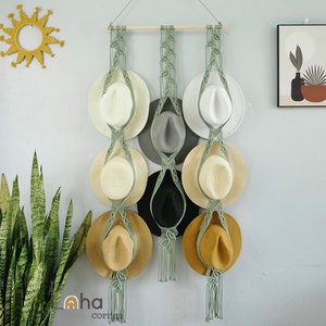 Macrame Leaf and Vine Hat Holder, Hat Hanger for Wall, Boho Hat Display ...